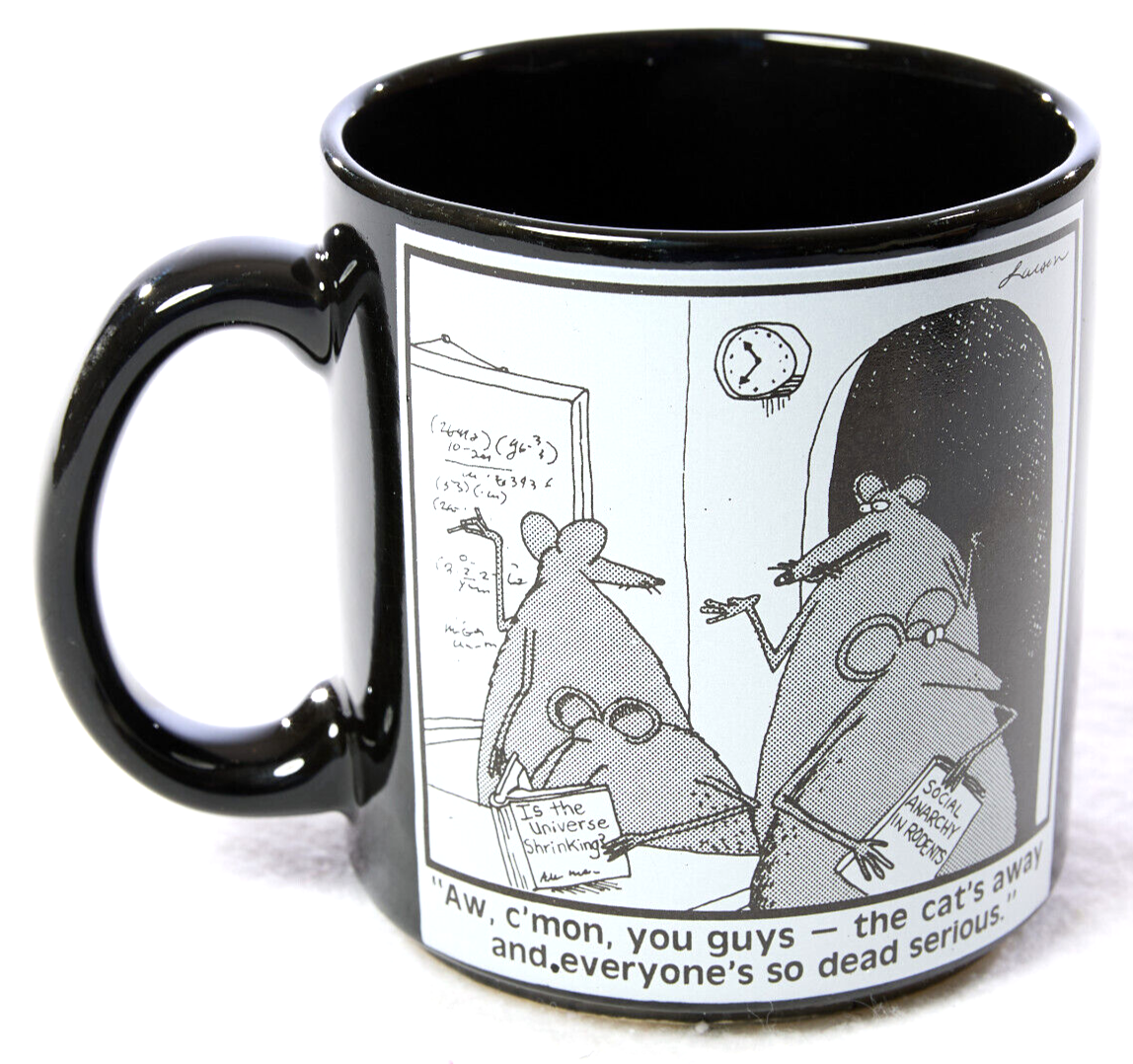 Far Side Gary Larson Vintage 1985 Cat's Away Mice Play BLACK Tea Coffee ...