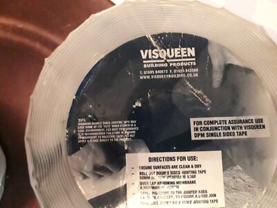 VISQUEEN DOUBLE SIDED WATERPROOF MEMBRANE JOINTING BUTYL TAPE 50mm x 2 ...