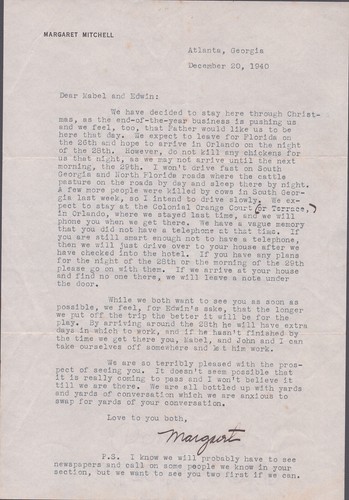 MARGARET MITCHELL - TYPED LETTER SIGNED 12/20/1940 | eBay