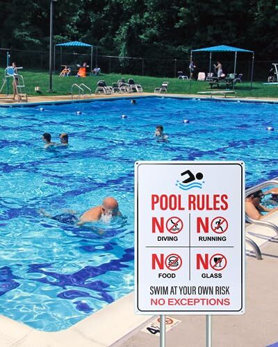 Pool Warning Signs 12x8 Aluminum Pool Rules Sign Add A Touch Fun ...