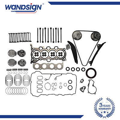 Head Gasket Set Piston kit Ring & Timing Chain Kit For Hyundai Kia 2.0L ...