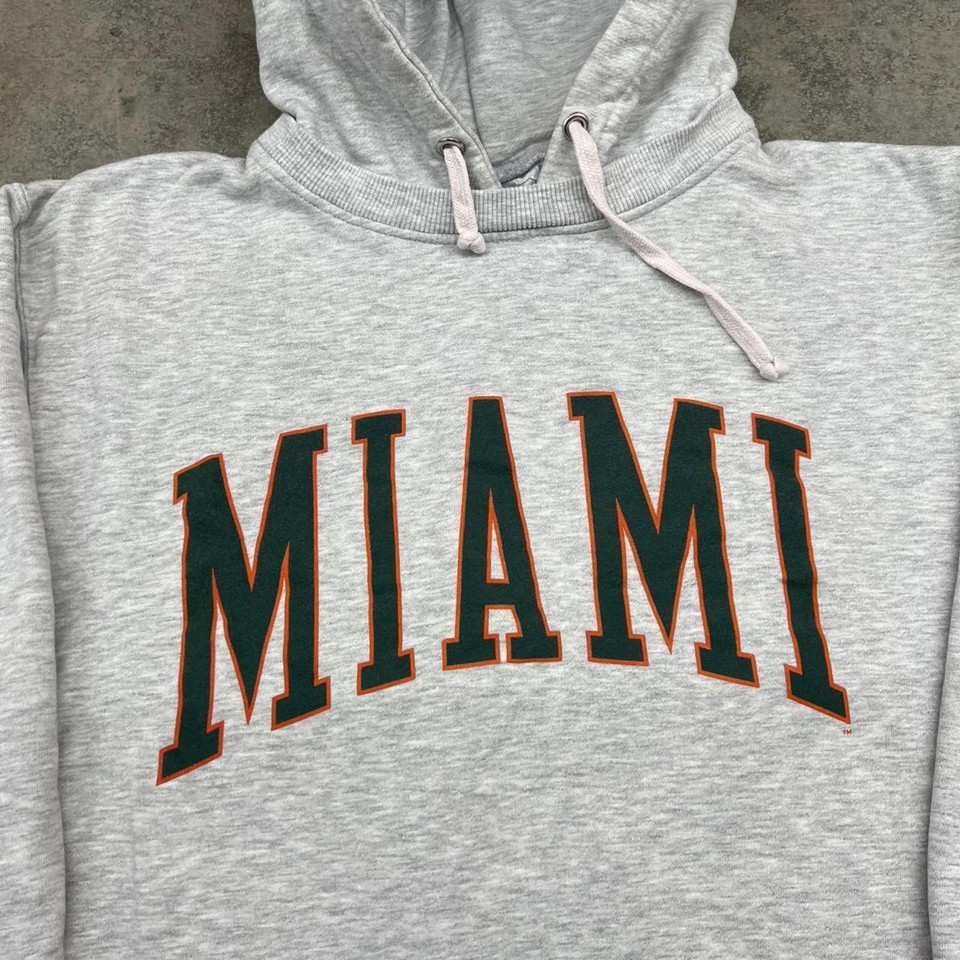 vintage university of miami hurricanes collegiate grey hoodie size ...