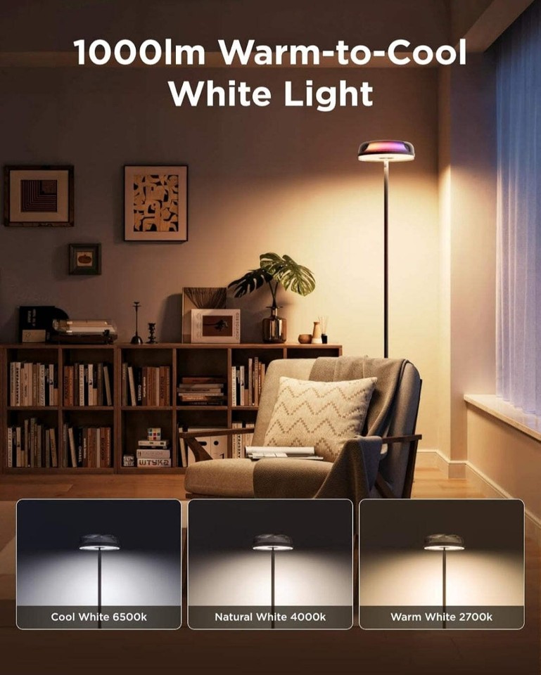 Govee Uplighter Floor Lamp for Living Room, RGBIC Ripple Projector ...