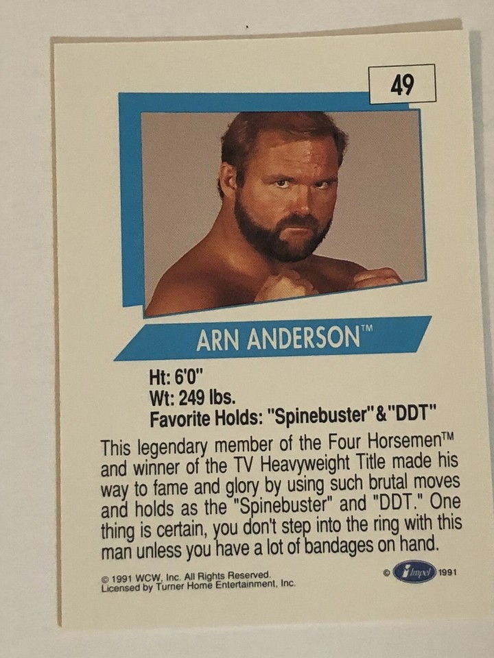 Arn Anderson WCW Trading Card World Championship Wrestling 1991 #49 | eBay