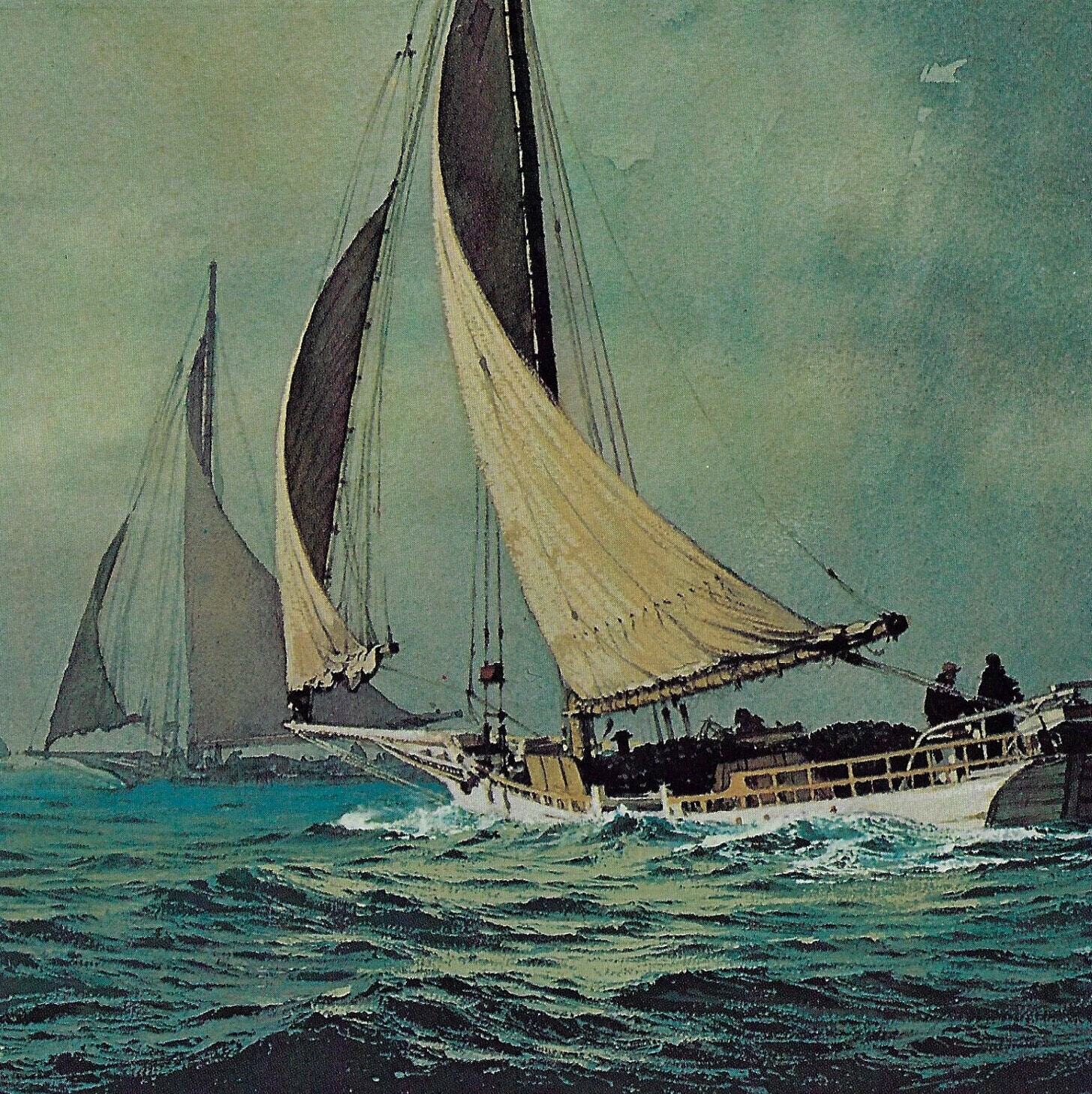 Vintage book page print "Skipjacks Racing, Chesapeake Bay" Carl G ...