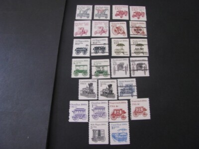US Stamps 25 Assorted Transportation Series Stamps Never Hinged Unused ...