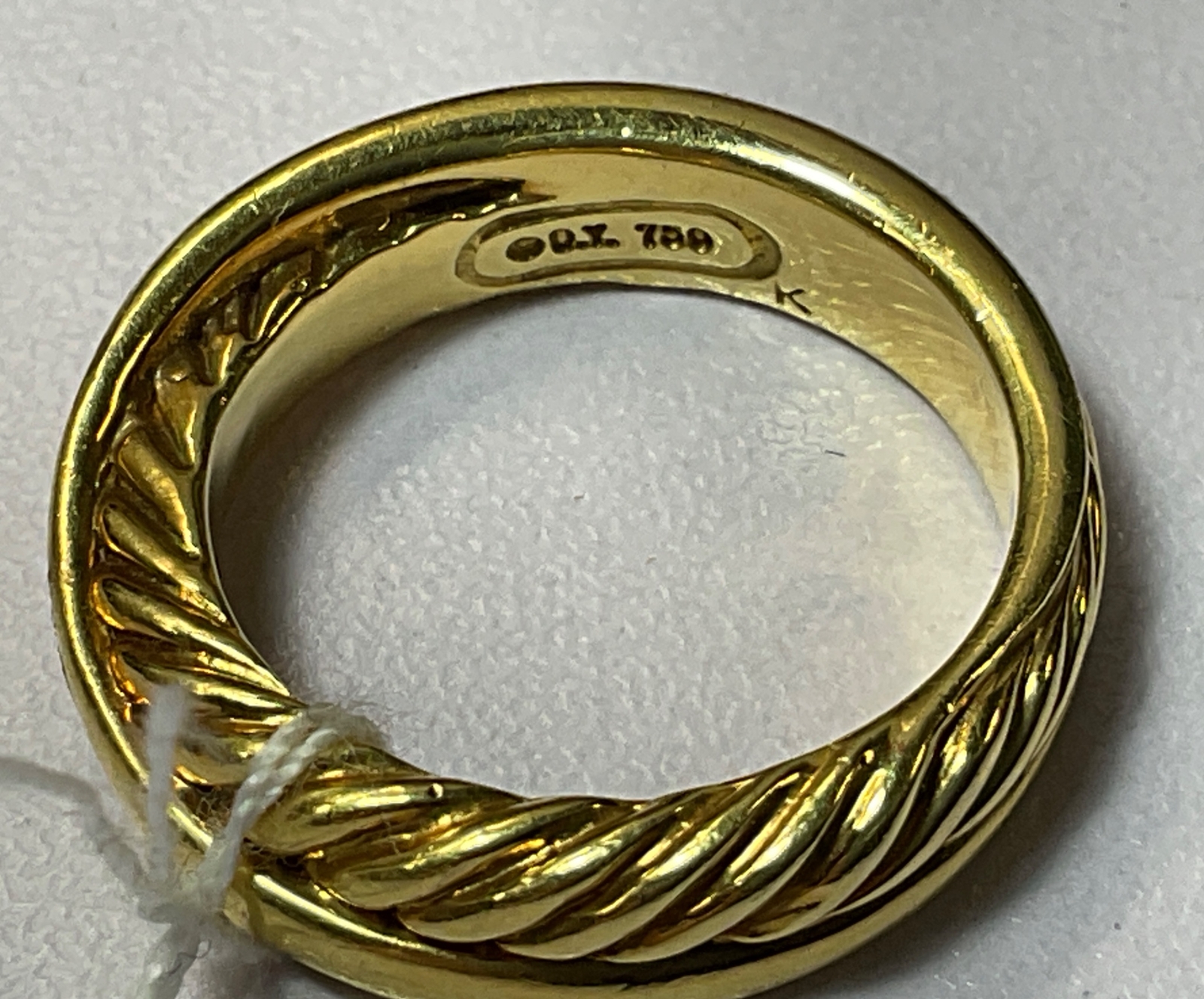 David Yurman 18K Gold Cable Crossover Ring Size 6.5 (… - Gem