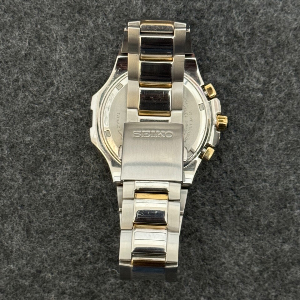 Seiko Coutura Two-Tone Chronograph 7T04-0AB0 White Dial Watch | eBay