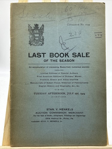 Henkels Catalog: Last Book Sale of the Season- Priced- July 22, 1919 | eBay