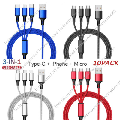 3 in 1 Fast USB Charging Cable Universal Multi Function Cell Phone ...