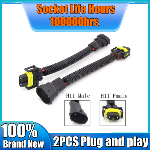 H8 H9 H11 Extension Cable Wire Harness Sockets Adapters Connector For ...