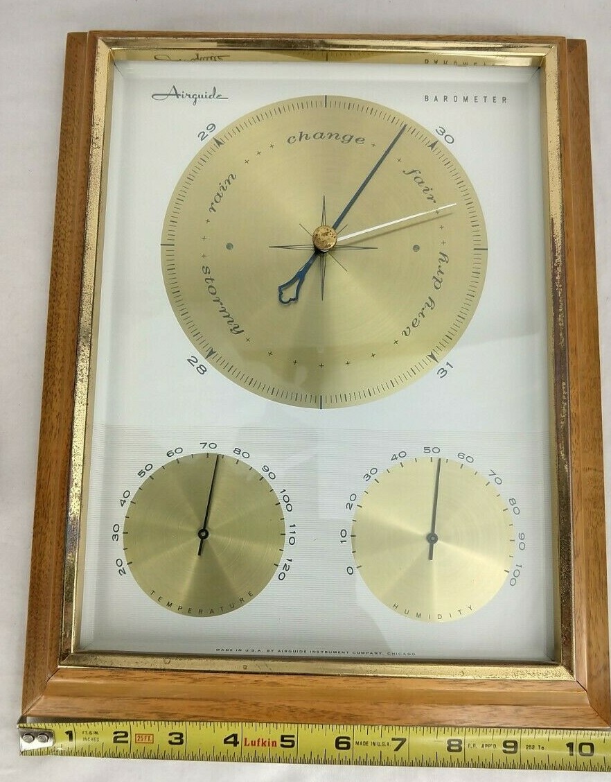 Airguide Barometer Mid-Century Teak Wood Airguide Instrument Company ...