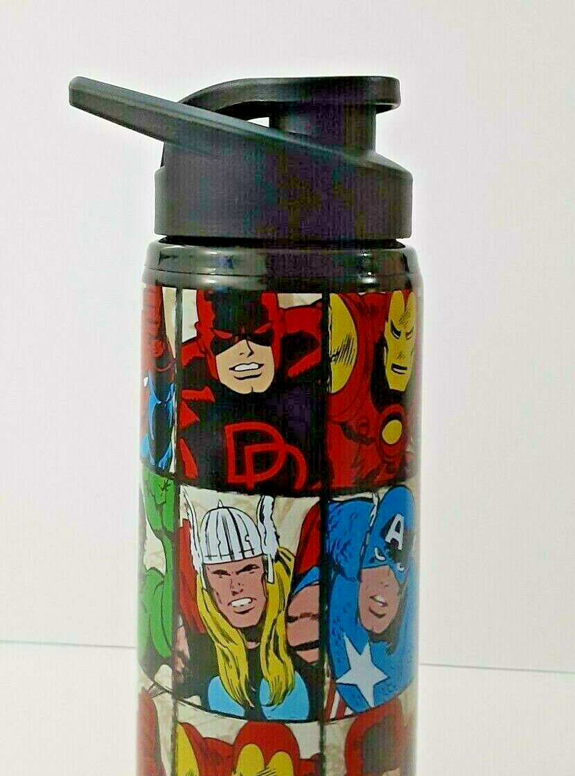 Marvel Comics Stainless Steel WATER BOTTLE Flip Top by Silver Buffalo ...