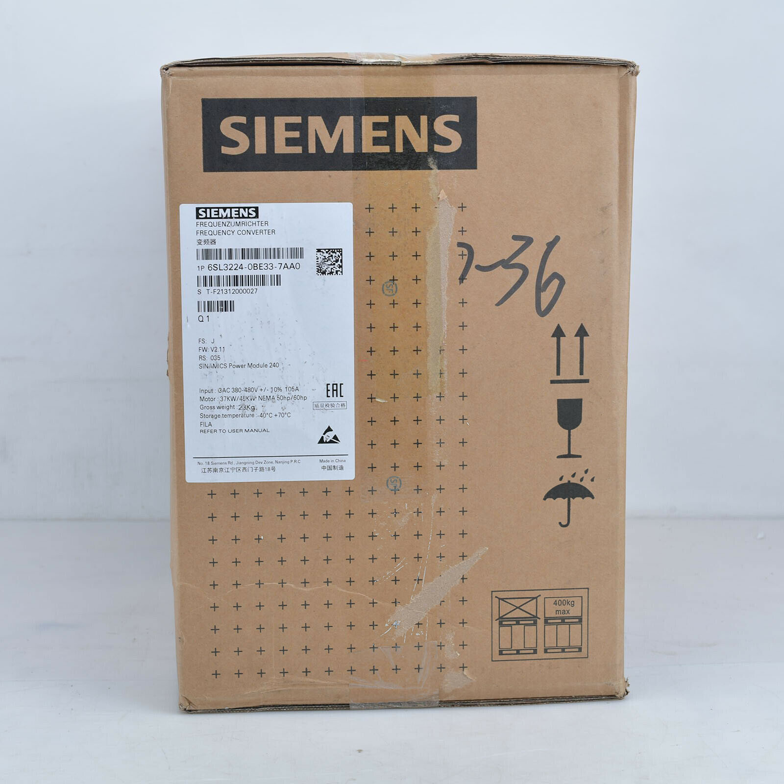 New Siemens Inverter 6SL3224-0BE33-7AA0 6SL3 224-0BE33-7AA0 1 year ...