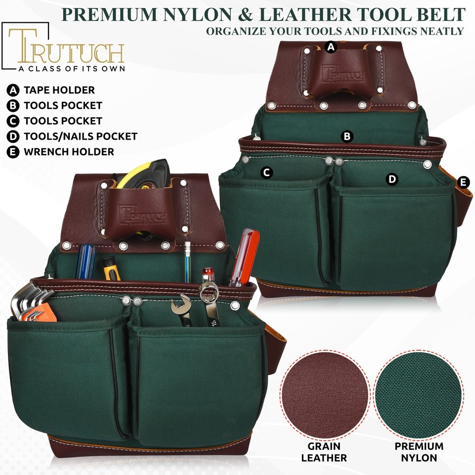 TRUTUCH Nylon and Leather Tool Belt | Framing Tool Bags | Nylon Tool ...