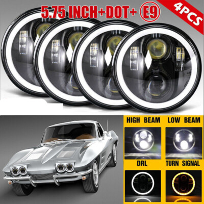 4x 5.75" LED Headlights Hi-Lo Sealed DRL Angel Eyes for Jaguar XJ6 XJS ...