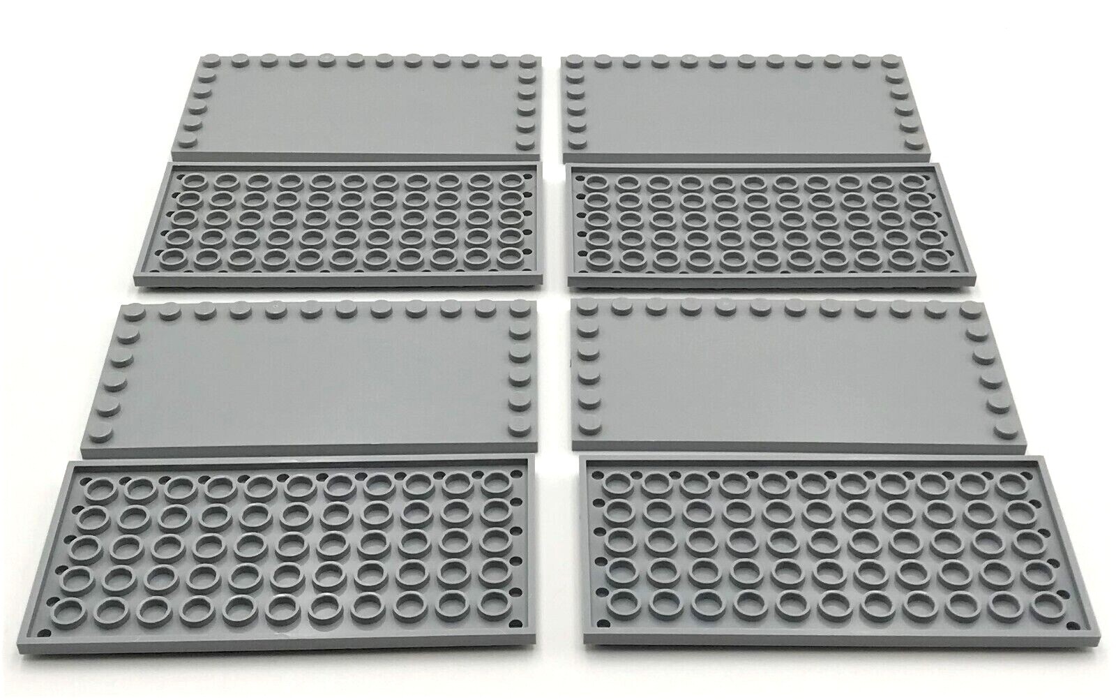 Lego 8 New Light Bluish Gray Tiles Modified 6 x 12 with Studs on Edges ...