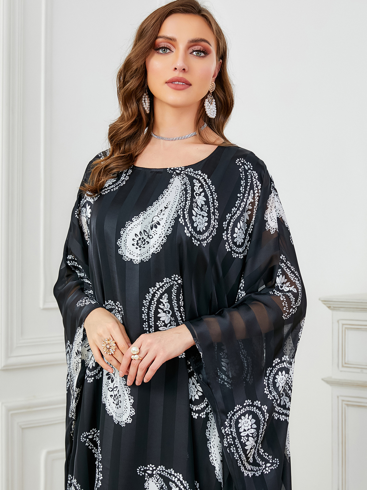 Printed Abaya Women Muslim Maxi Dress Turkey Long Robes Kaftan Ramadan ...