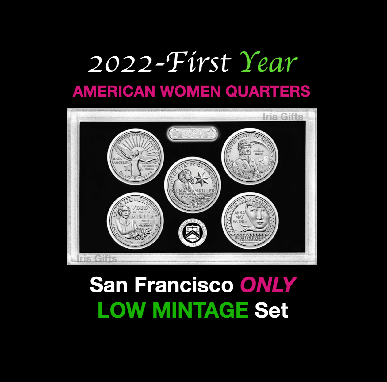 2022-S American Women Quarters 25c Full Set / 5-Coin Display / Low ...