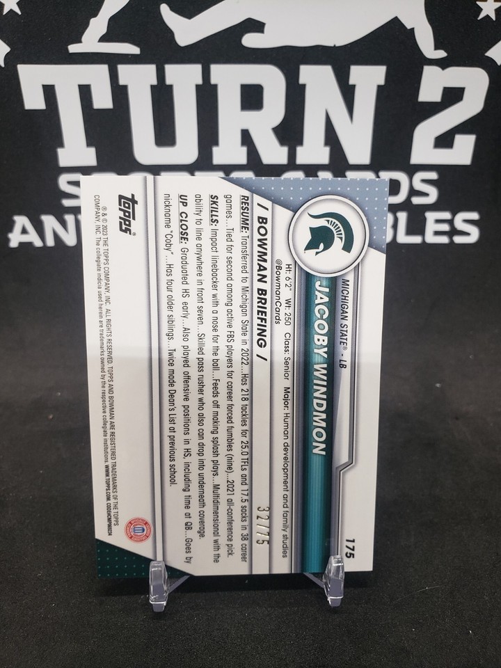 2023 Bowman Chrome Sapphire Jacoby Windmon 1st Yellow Chrome #32/75 No ...