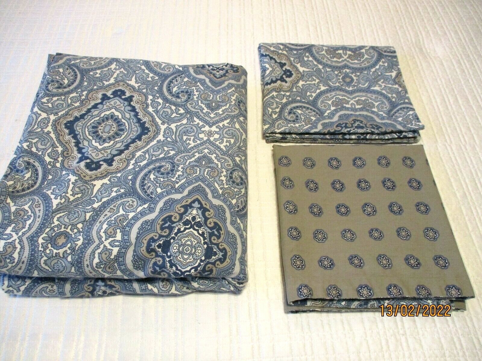 Revman International King Duvet Cover & 2 Shams Paisley Reversible Blue ...