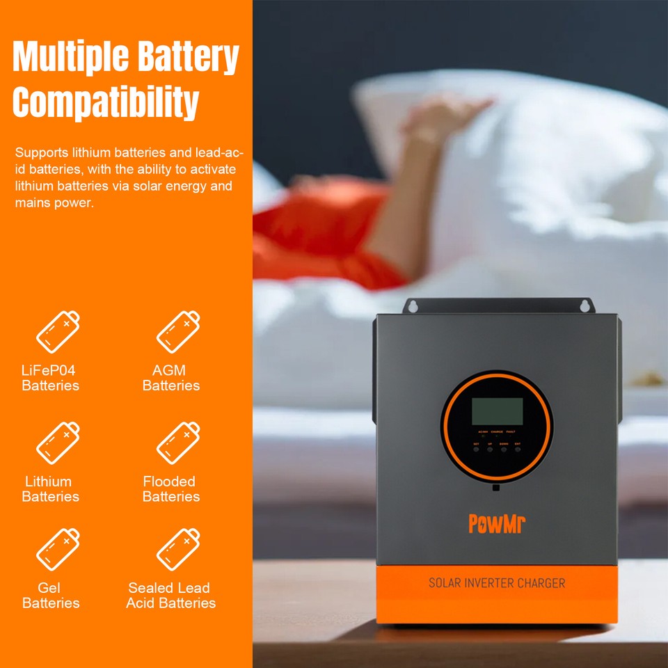 3200W 24V Solar Hybrid Inverter 110/120V AC 100A MPPT Charge Controller ...