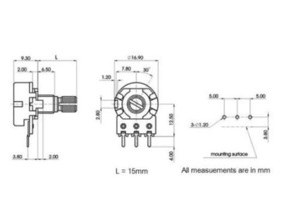 3 pcs Alpha 100KA / A100K / 100K Audio pot Potentiometer 15mm 1/4W | eBay