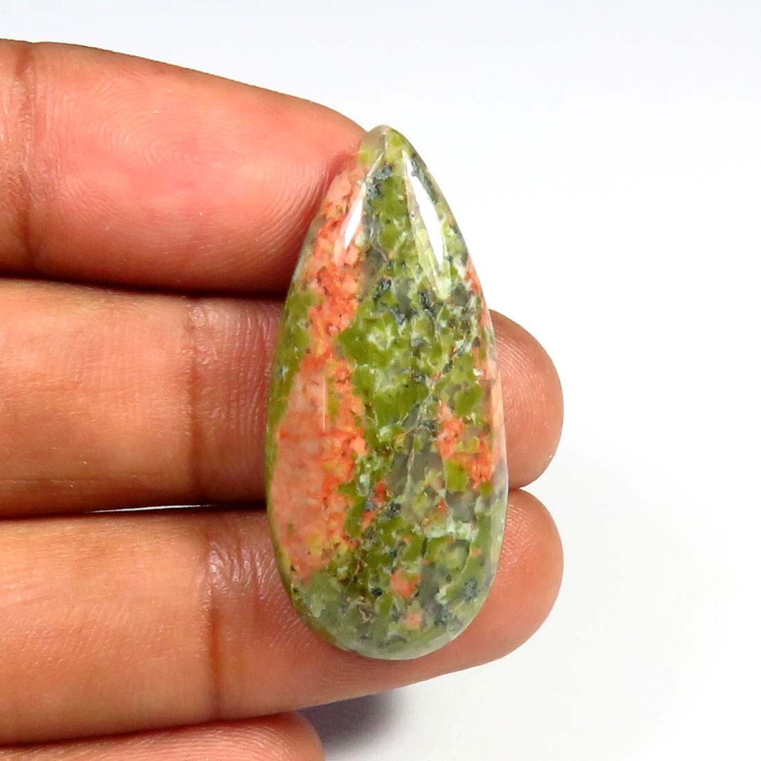 Natural Green Red Unakite Gemstone 33X15 mm Pear Shape Loose Cabochon ...