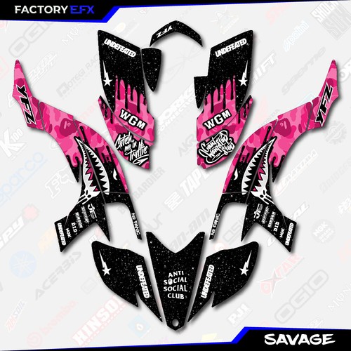 Pink Savage Camo Racing Graphics kit fits 03-08 Yamaha YFZ450 ATV ...