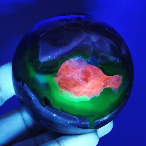 New Find Silver Light Agate Sphere Ball Glow Under UV Light | eBay