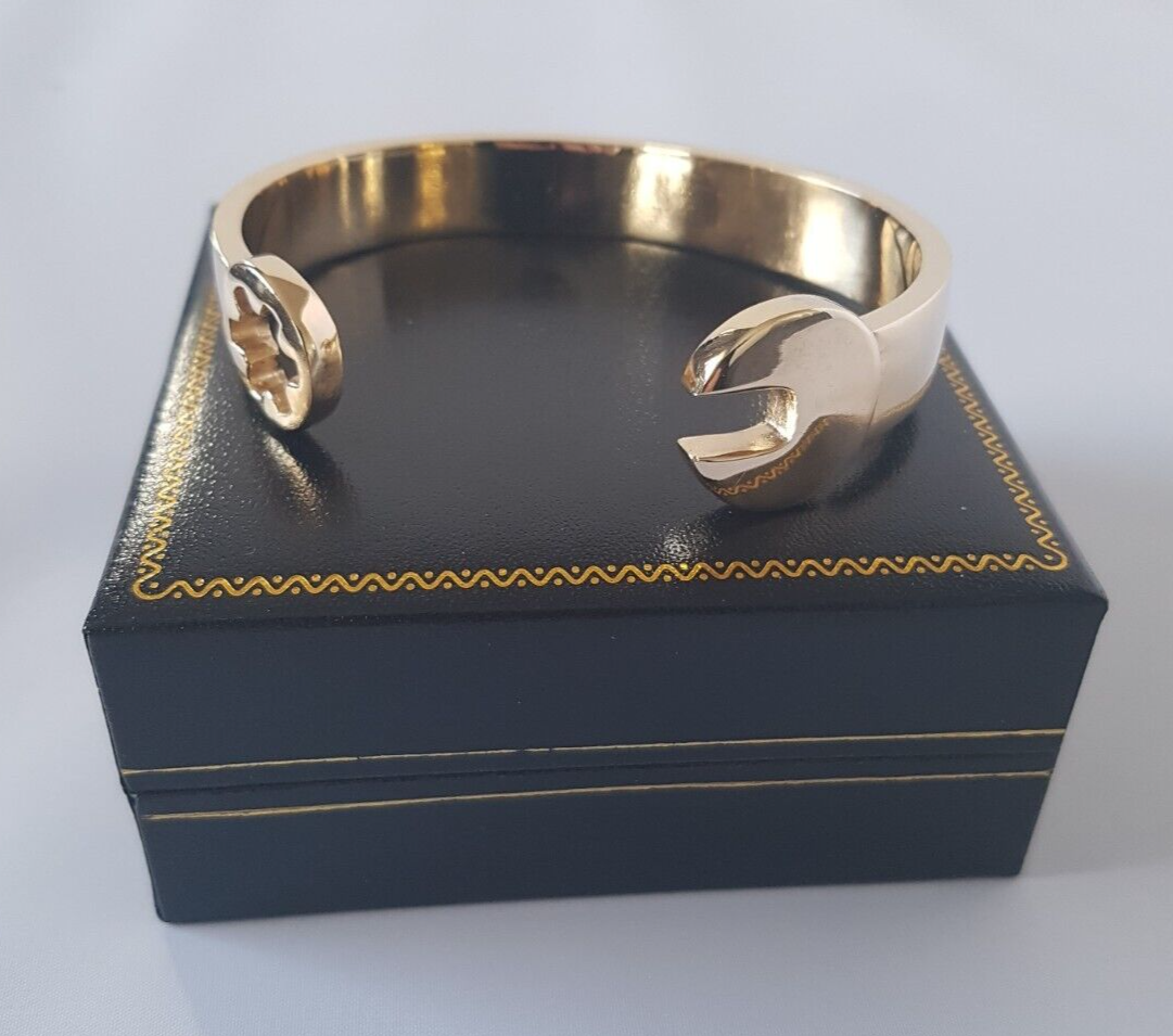 Heavy 9ct Yellow Gold Spanner Bangle Hallmarked 78g | eBay UK