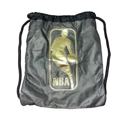 NBA Logoman Drawstring Backpack Bag 18”x14” Black & Gold Hard to Find ...