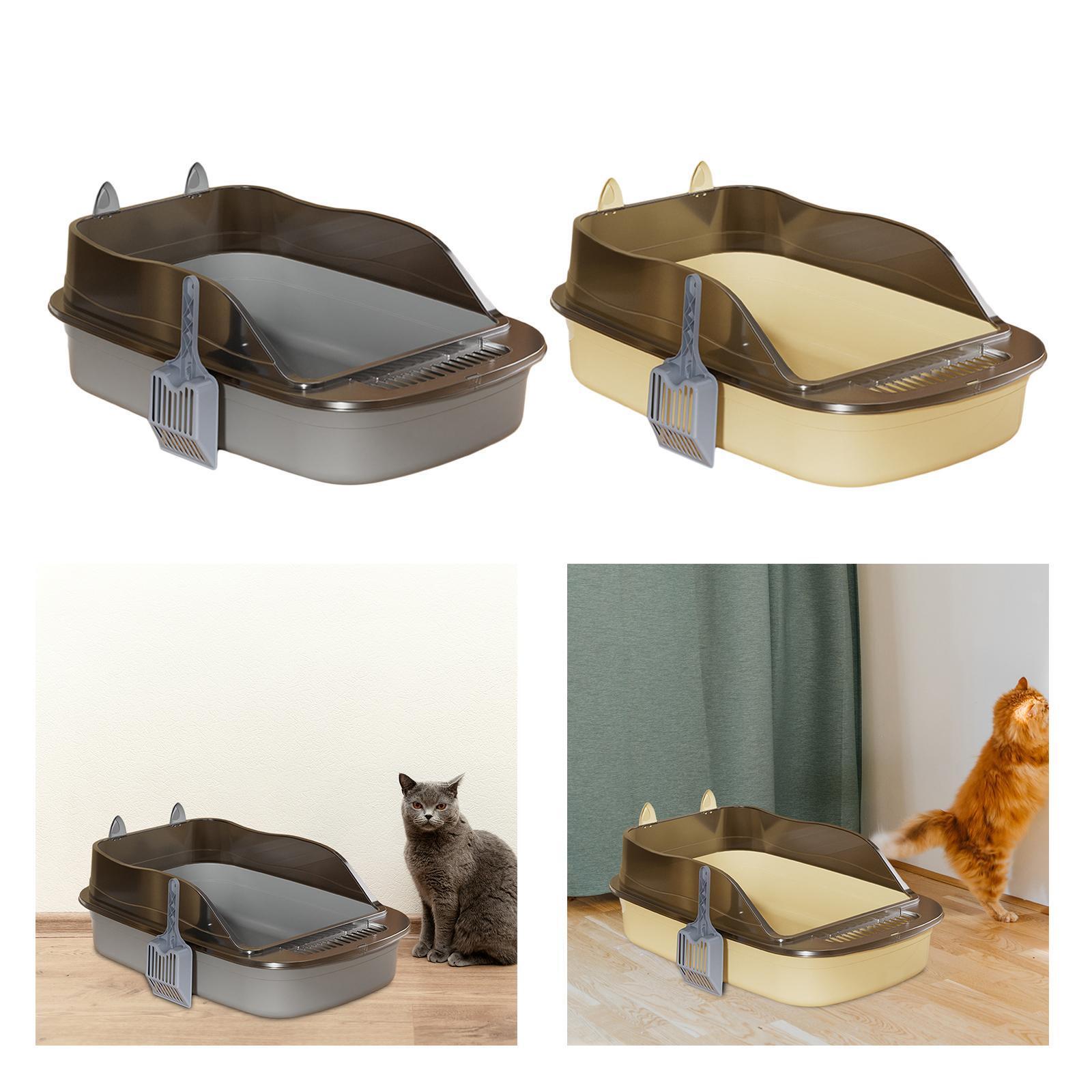 High Sided Cat Litter Boxes Easy Access Splashproof Open Top Pet Litter ...