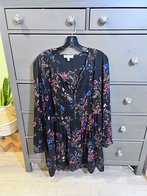 William Rast Women's Long Sleeve Floral Print Beaded Dress Size L | eBay