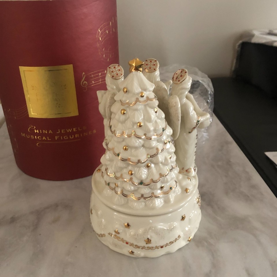 LENOX China Jewels Porcelain Musical Figurines/Christmas Tree Music Box ...