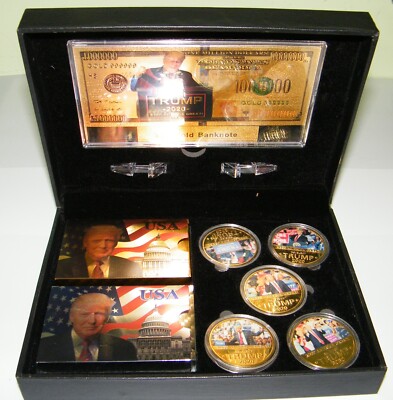 Donald Trump 2020 Collectors Gift Set - 5 Coins, 24k Gold $1M Bill, 2 ...