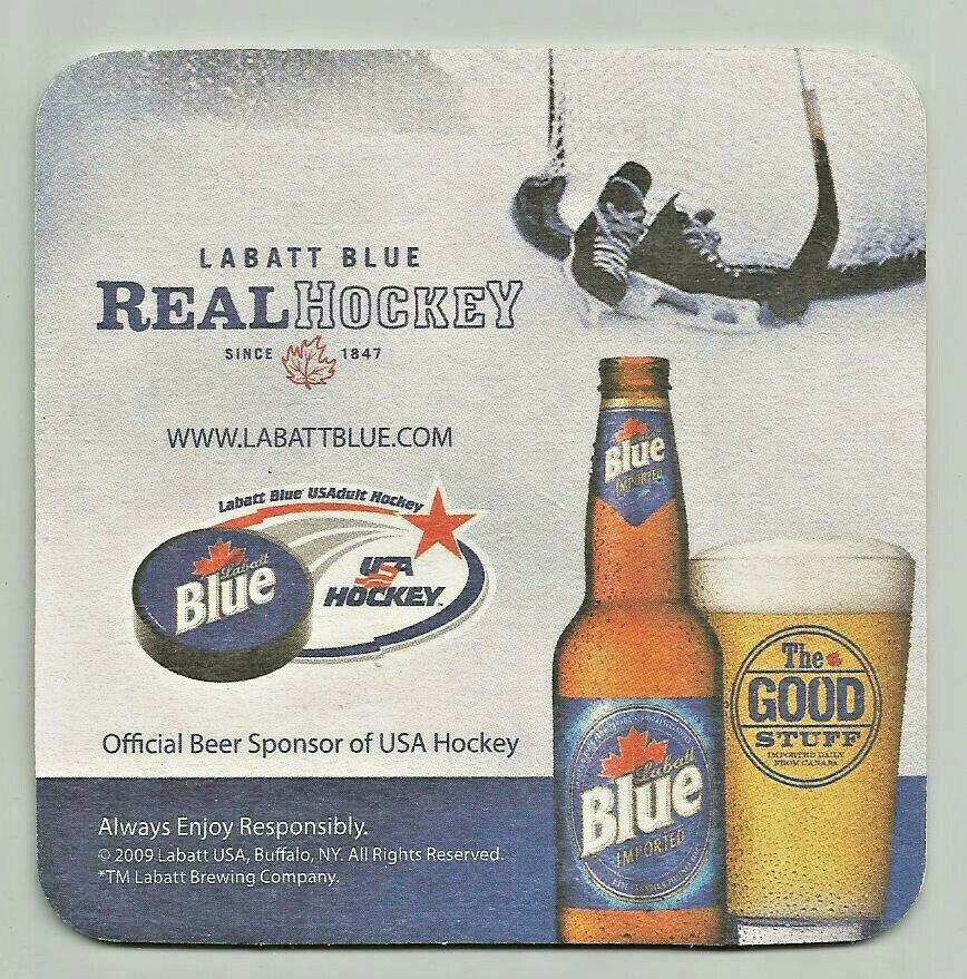 16 Labatt Blue Real Hockey The Good Stuff Beer Coasters USA Hockey | eBay