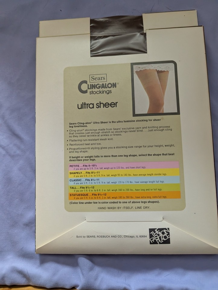 Vintage 70s 80s Sears Cling-Alon Stockings Ultra Sheer Sandpiper ...