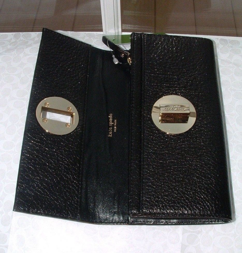 KATE SPADE CYNDY BEXLEY SHINY BLACK LEATHER WALLET NWT $225+ | eBay