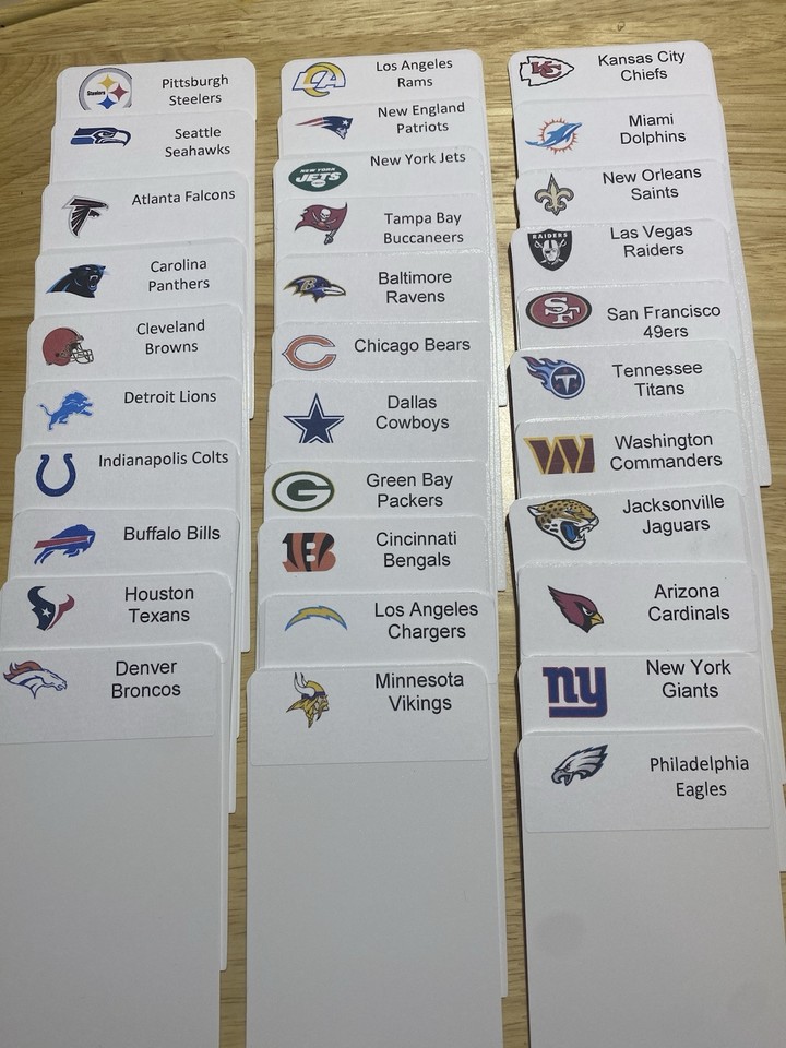 (32) TALL Sports Card Dividers with 32 FREE NFL Team Logos Label ...
