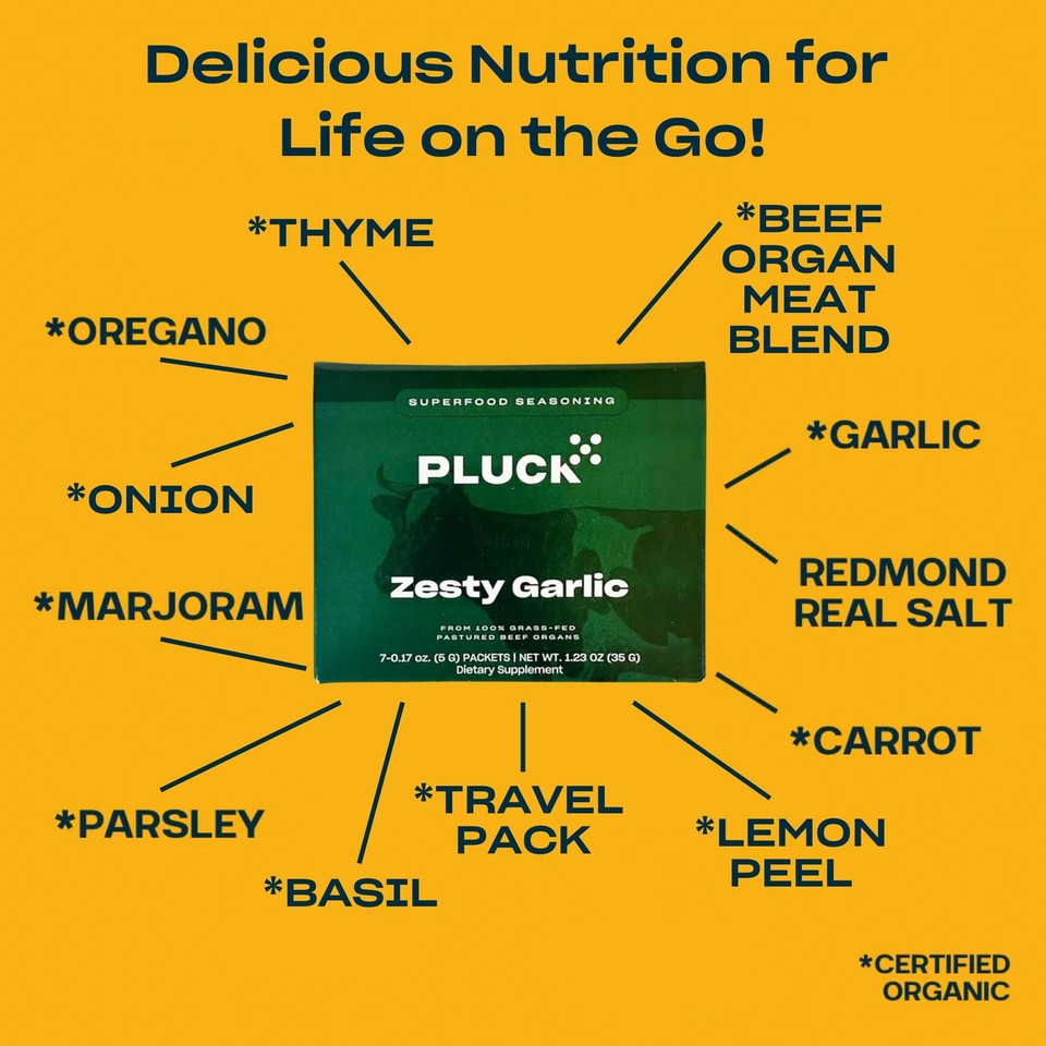 Pluck Zesty Garlic Organ Meat Blend Seasoning 7 Pack Grass-Fed Beef 14 ...