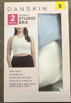 NWT Women's Blue/ White DANSKIN 2 Pack Studio Bras Size Small | eBay
