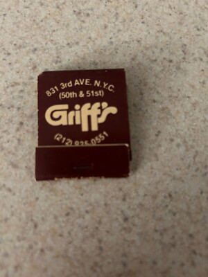 MATCHBOOK GRIFF'S BAR RESTAURANT 3RD AVE NYC - full unstruck | eBay