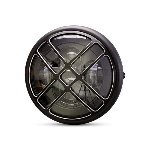 Custom Classic Motorcycle 7.7" Black LED Metal Projector Headlight ...