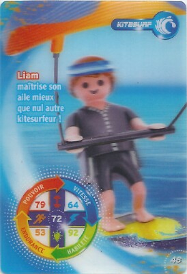 CARTE PLAYMOBIL 3D. CARREFOUR 2021. LE MONDE DU SPORT. KITE SURF. LIAM ...