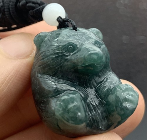 Video Certified Green Natural A Jade jadeite pendant Display Bear ...