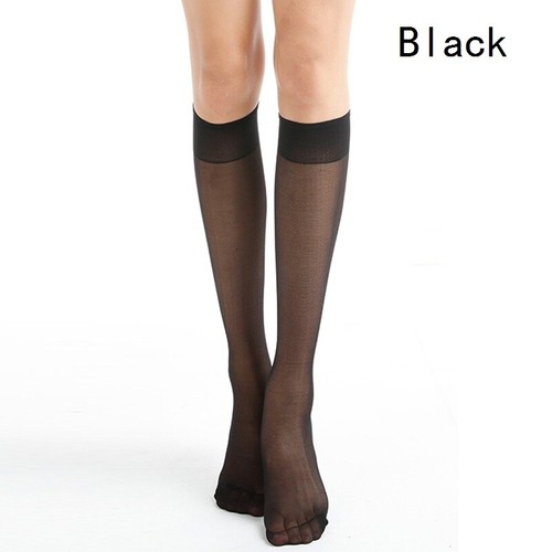 5 Pairs Lady Short Stockings Sheer Elastic Knee Length Silky Thin Socks ...