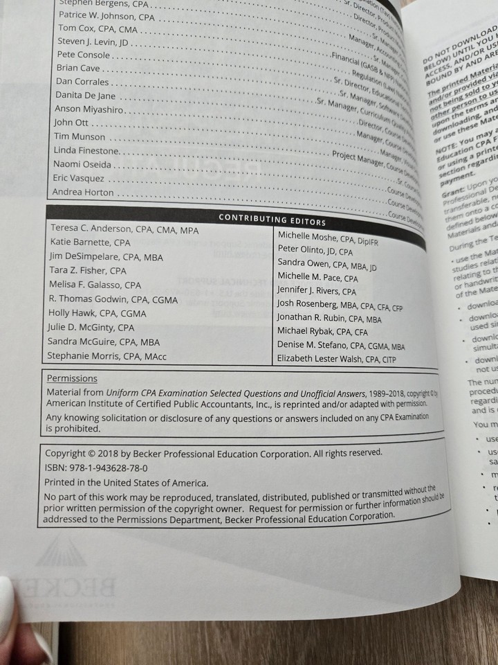 Becker Professional Education CPA Exam Review V3.3 Regulation Final ...