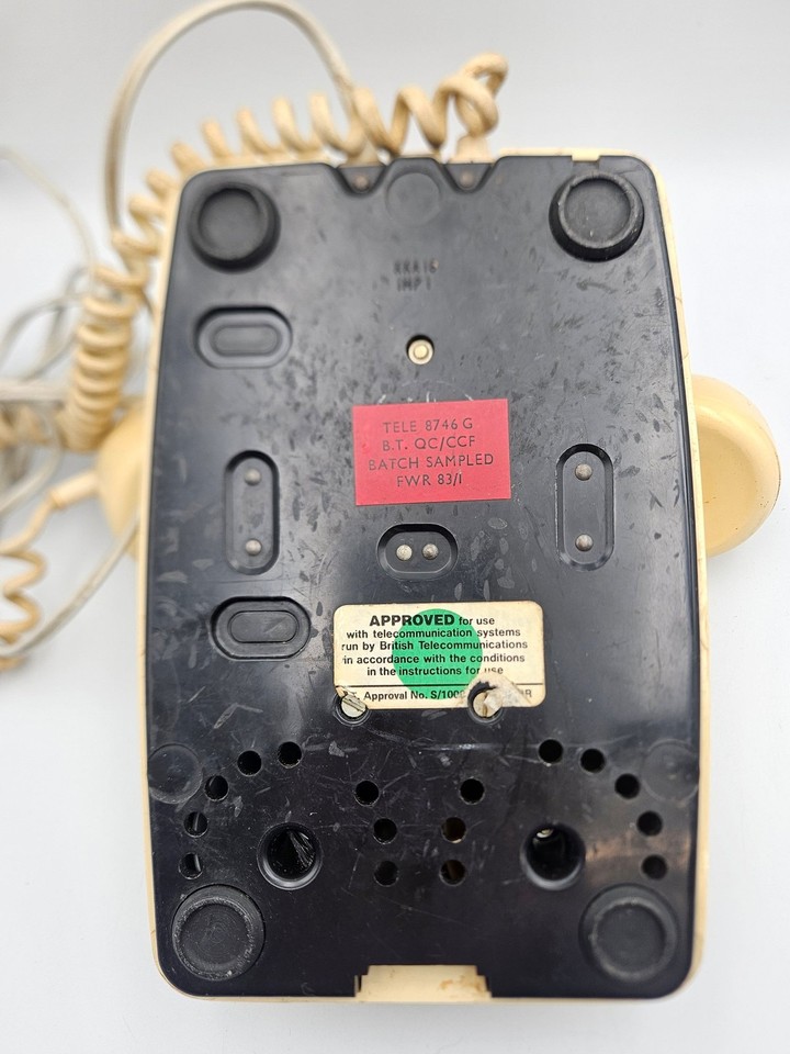 Vintage Rotary Dial Telephone Retro Style Cream British Telecom BT ...