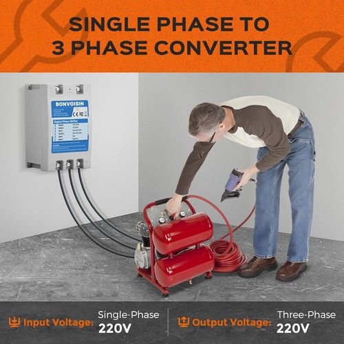 2HP Single 1 Phase to 3 Phase Converter Digital Phase Shifter 220V-240V ...